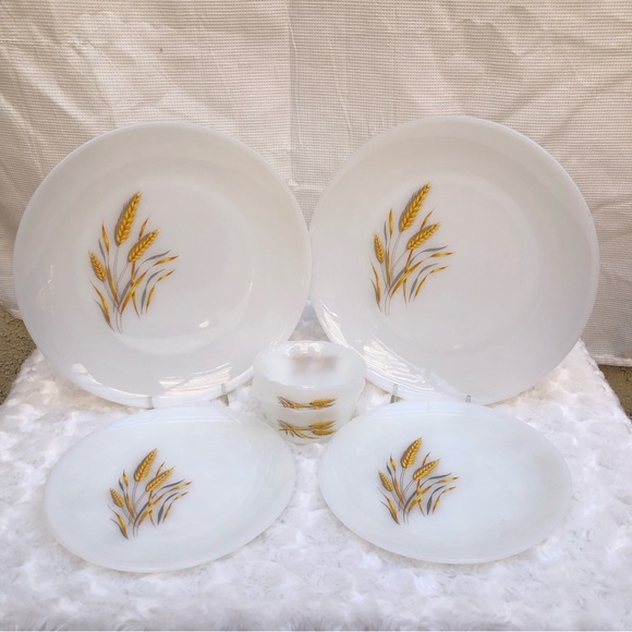 Fire King | Dining | Vintage Fire King Wheat Pattern Milk Glass ...
